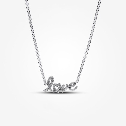 Pandora Sparkling Handwritten Love Collier Necklace - 45CM | Pandora ...