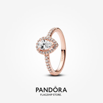 Pandora 14K Rose Gold Plated Sparkling Pear Halo Ring | Pandora Malaysia