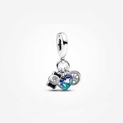 Pandora Camera, Heart & Compass Triple Dangle Charm | Pandora Malaysia