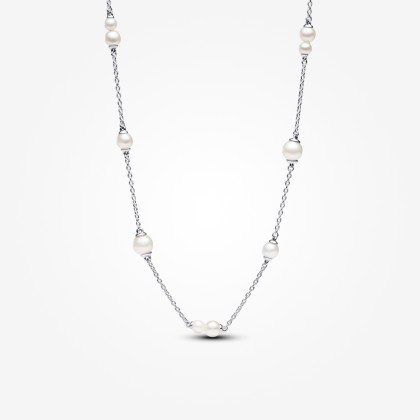 Pandora Treated Freshwater Cultured Pearl Station Chain Necklace (45CM ...