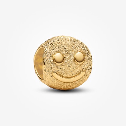 Pandora Textured 14K Gold Plated Happy Face Mini Charm | Pandora Malaysia