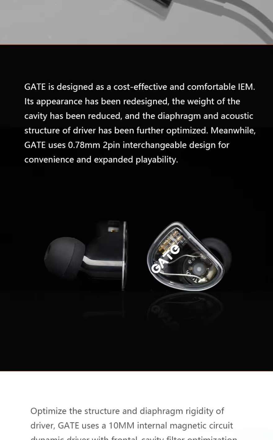 Truthear Gate, In-Ear Monitors: 10mm Dynamic Driver In-Ear Earphones ...