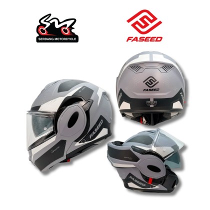 FASEED X600 Modular Helmet- Matt Force Gry/Blk | Serdang Motorcycle