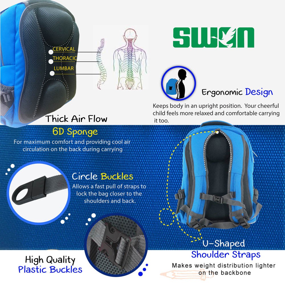 Swan Bag Ergolite Junior Ergonomic Spinal Protection Children Back ...