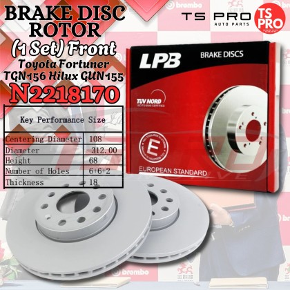 (1Set) Toyota Fortuner TGN156 Hilux GUN155 LPB Front Disc Rotor Brek ...