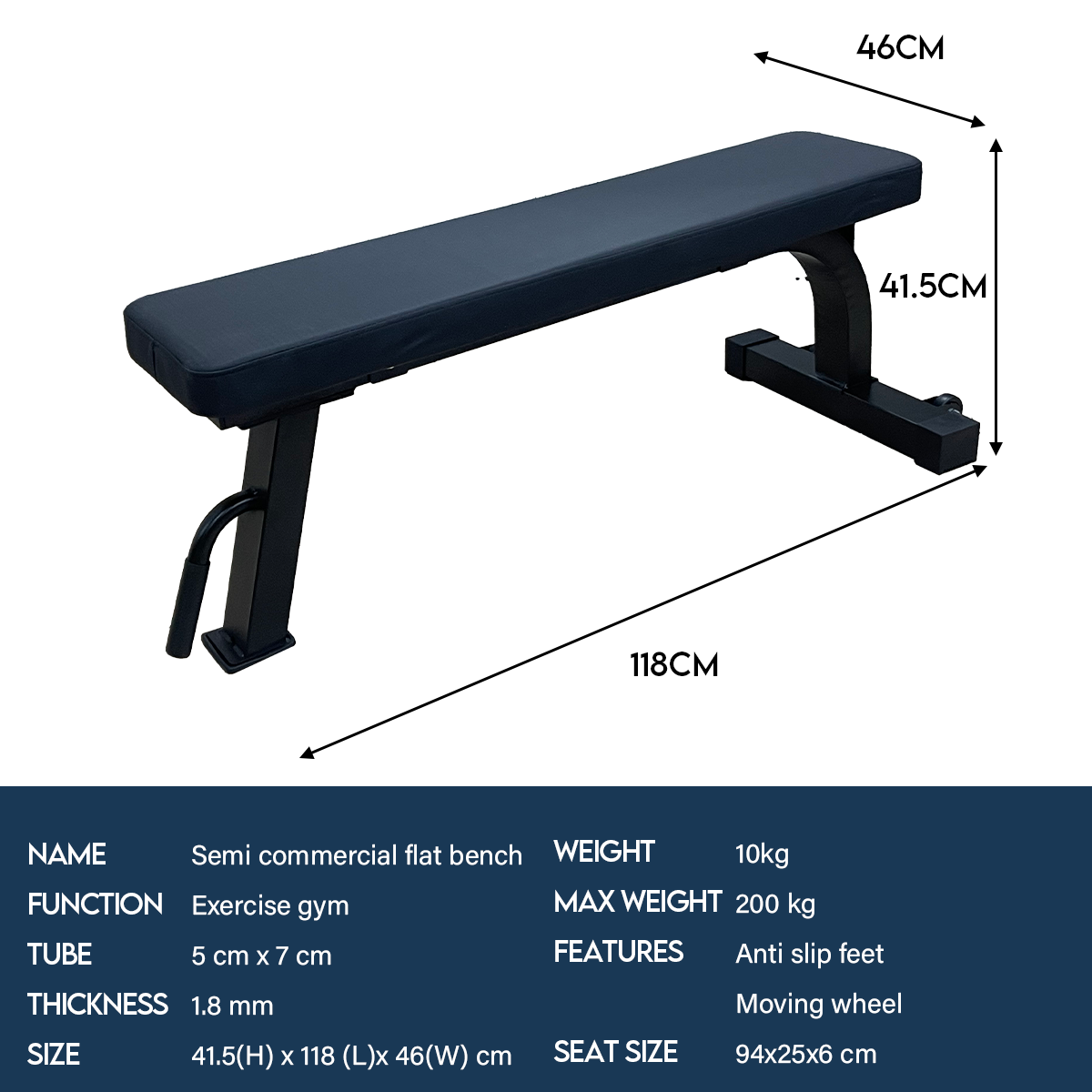 Semi Commercial Flat Bench | Malaysia No.1 Fitness and Gym Equipment Store